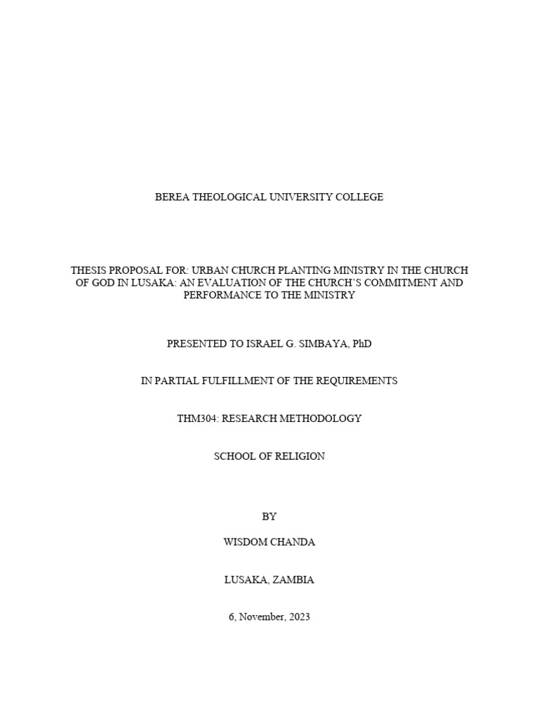 Thesis Project Wisdom Chanda Pdf Paul The Apostle Theology