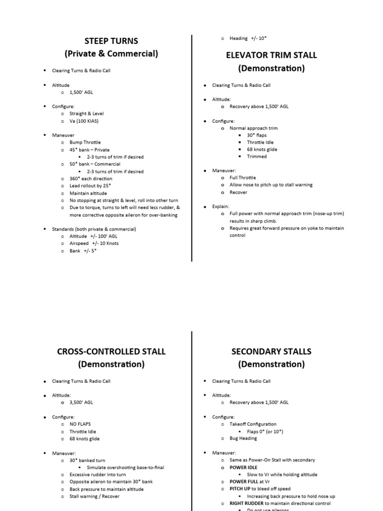 Maneuvers Kneeboard - Manuevers For PPL | Download Free PDF | Flap ...