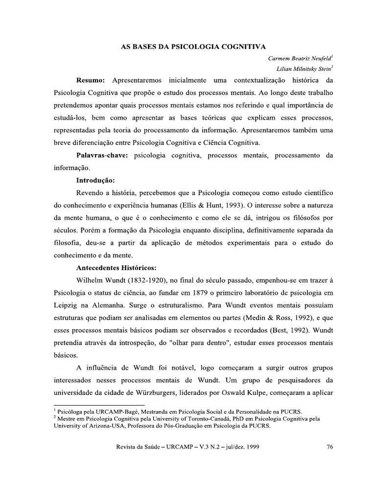 TEXTO 11 Psicologia Cognitiva | PDF