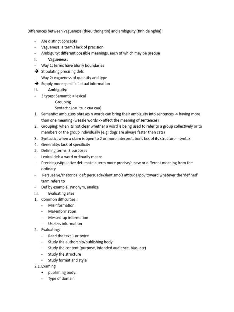 Vagueness vs. Ambiguity Explained | PDF