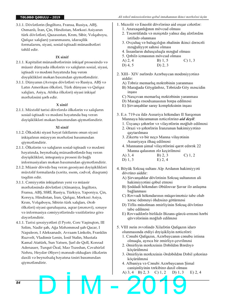IX Sinif: TLB Qbulu - 2019 | PDF