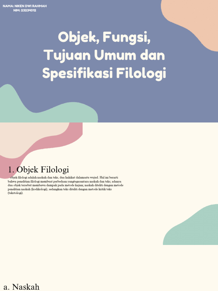 Objek, Fungsi, Tujuan Umum Dan Spesifikasi Filologi | PDF | Ilmu Sosial ...