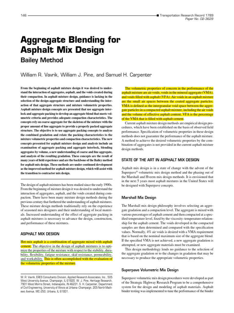 Aggregate Blending For Asphalt Mix Design - Bailey Method | Download Free PDF | Construction ...