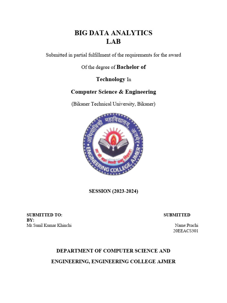 Prachi 20CS111 BDALab File | PDF | Map Reduce | Matrix (Mathematics)