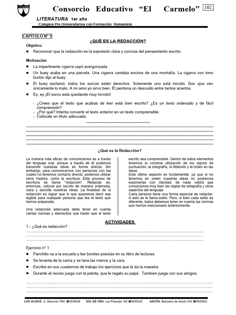 Literat-1BIM-1ro Sec | PDF