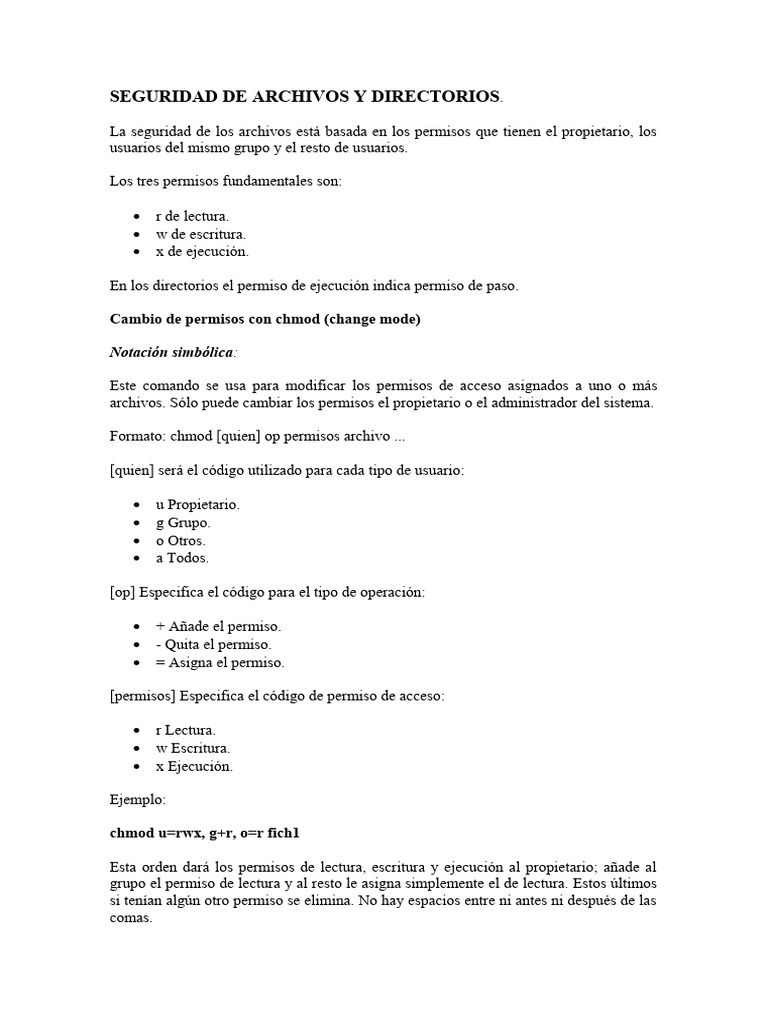 Permisos de Archivos y Directorios | Descargar gratis PDF | Archivo de computadora ...