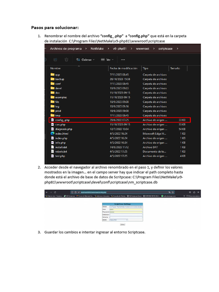 Configuración de Scriptcase en PHP | PDF