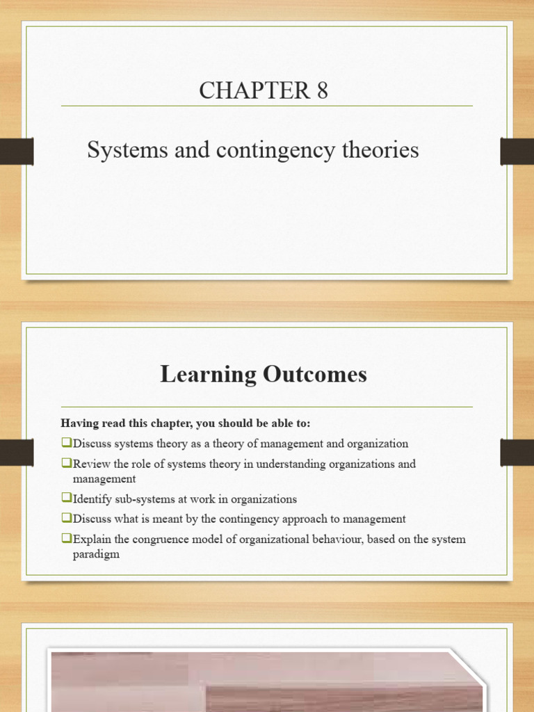 CHAPTER 8 - Systems and Contingency Theories | PDF | System | Systems ...