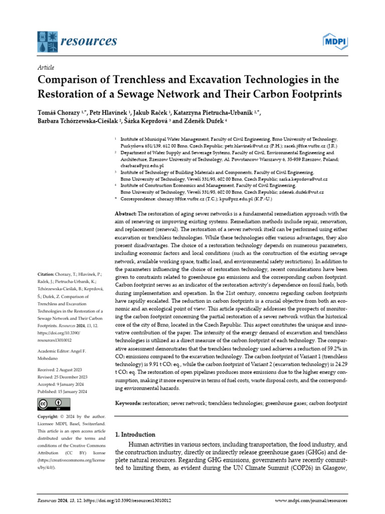 Comparison of Trenchless and Excavation Technologi | PDF | Carbon ...