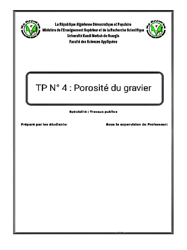 TP #4 Porosité Du Gravier | PDF