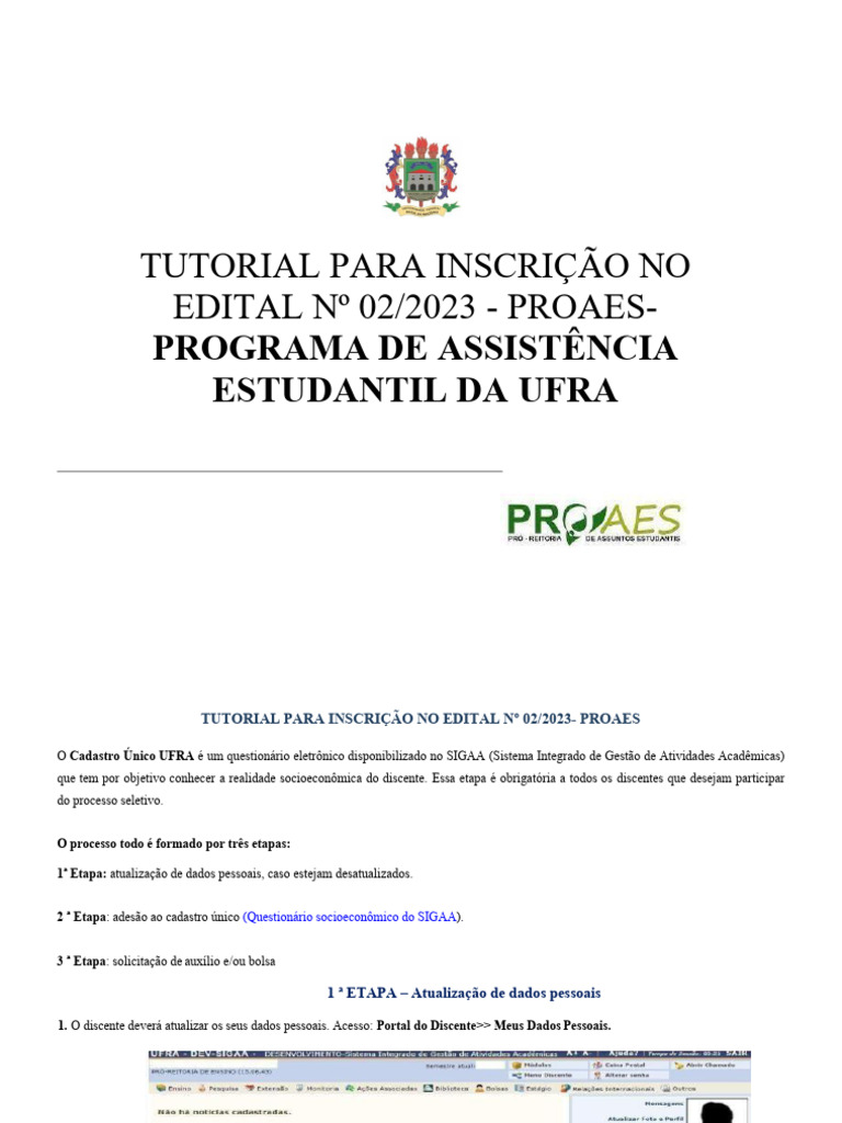 2023 - Tutorial de Inscrio - Edital 02 - 2023 PAE PROAES | PDF | Kernel (sistema operacional)