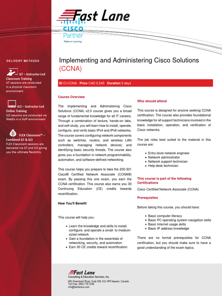 Fast Lane - CI-CCNA | PDF | Cisco Certifications | Computer Network