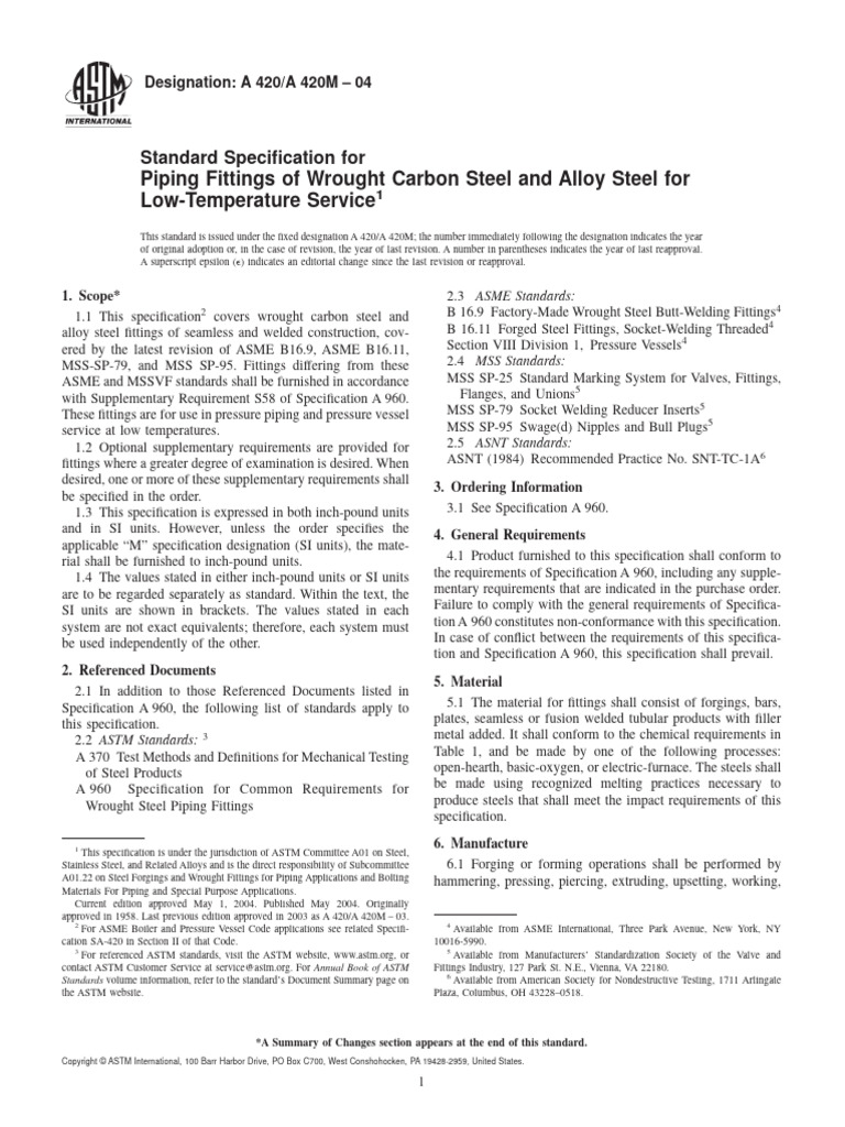 Astm A 420-04 | PDF | Welding | Construction