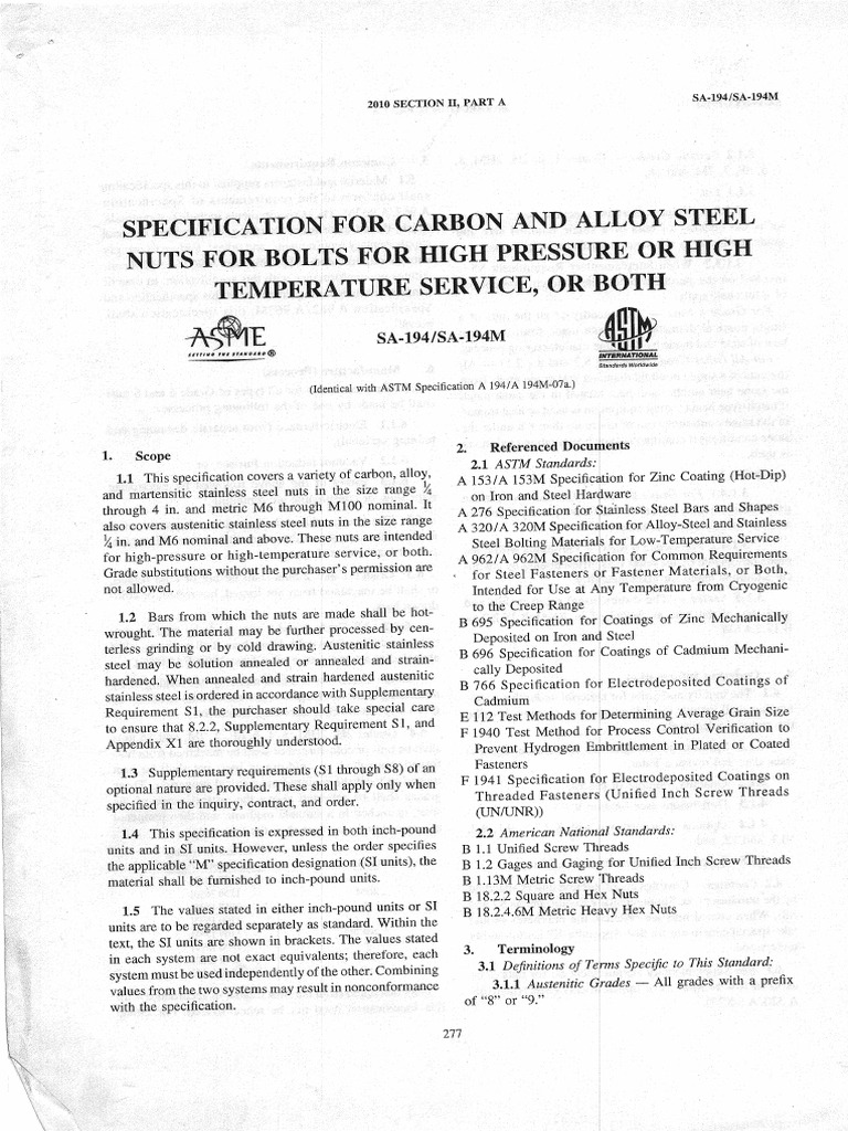 Astm A 194-10 | PDF