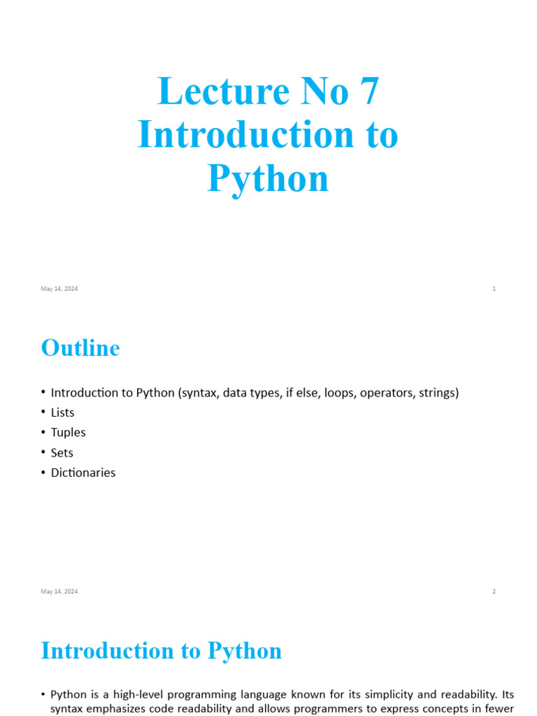 Lecture No 7 | PDF | Control Flow | Python (Programming Language)