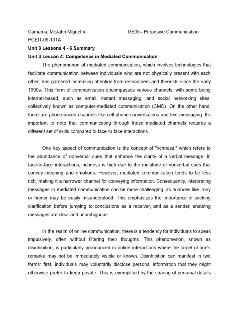 CamamaUnit3Lesson4 6summary | Download Free PDF | Communication | Human Communication