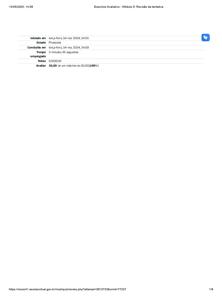 Exercício Avaliativo - Módulo 5 - Revisão Da Tentativa | PDF | Contabilidade | Relatório anual