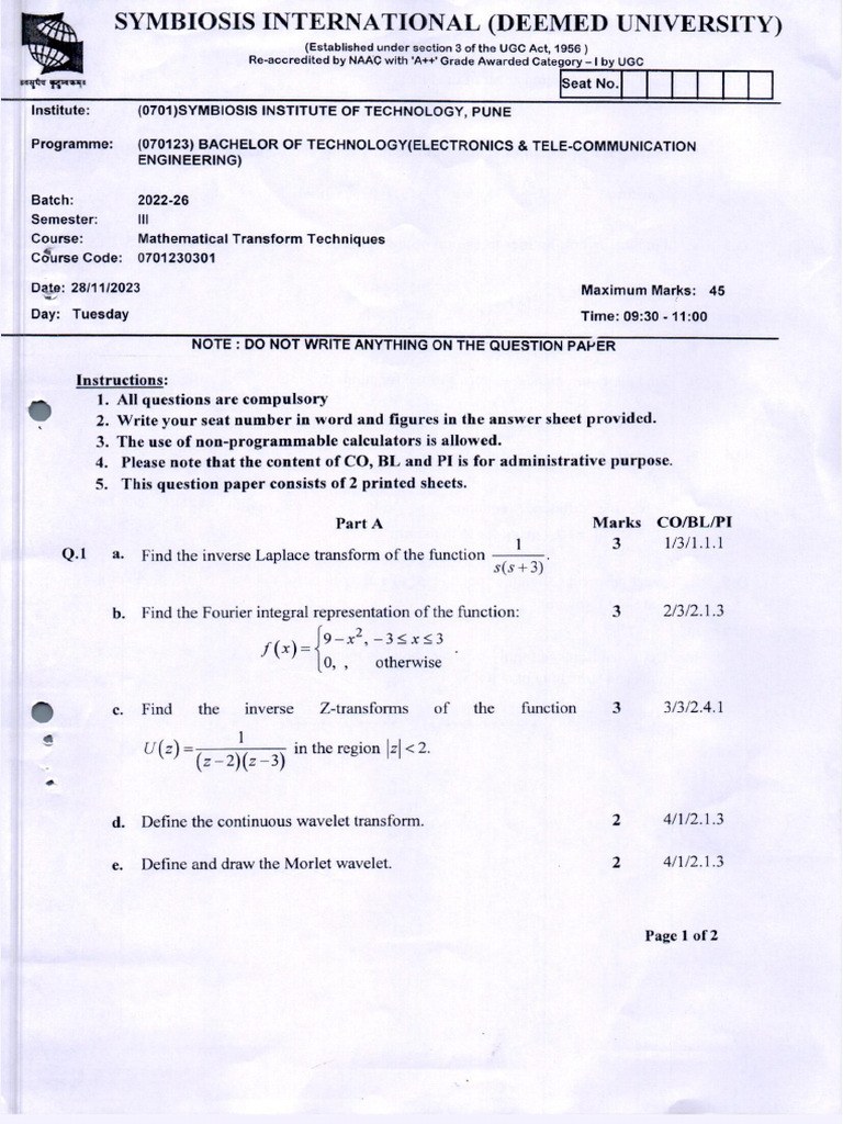 ESE 3rd Semester Paper | PDF