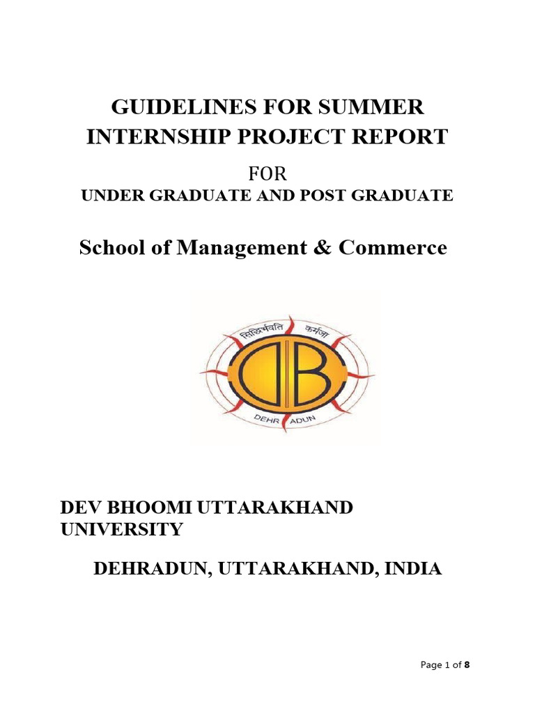 GUIDELINE FOR INTERNSHIP PROJECT REPORT PG AND UG With CO-PO Mapping & Rubrics | Download Free ...