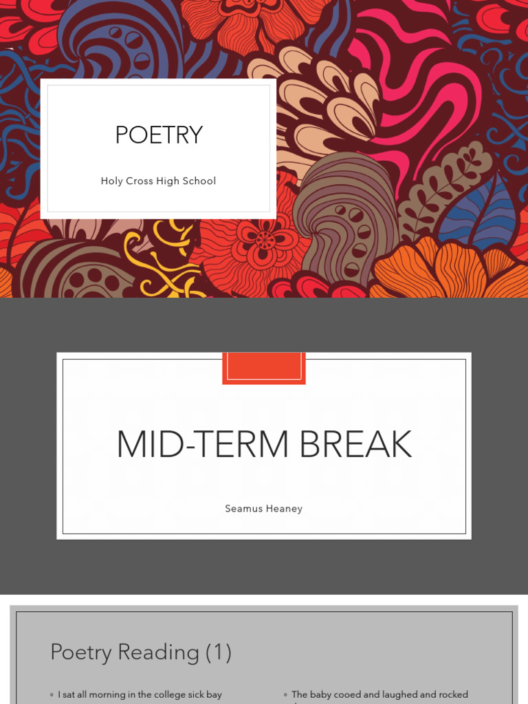 Mid Term Break by Seamus Heaney and Out Out by Robert Frost | PDF | Poetry
