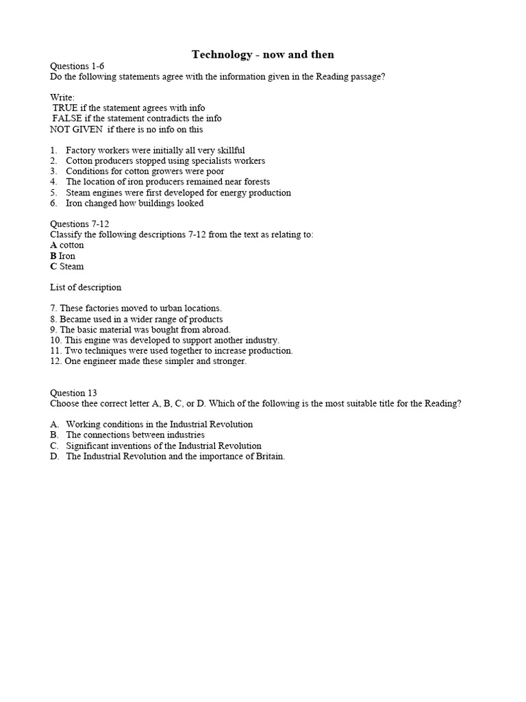 Reading Technology Now and Then PLUS Key | PDF | Technology & Engineering