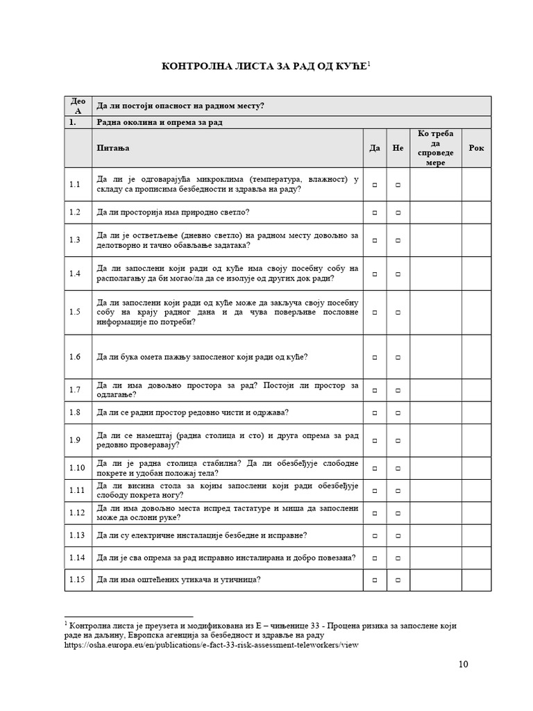 30 - Kontrolna Lista Za Rad Od Kuce - Preview | PDF