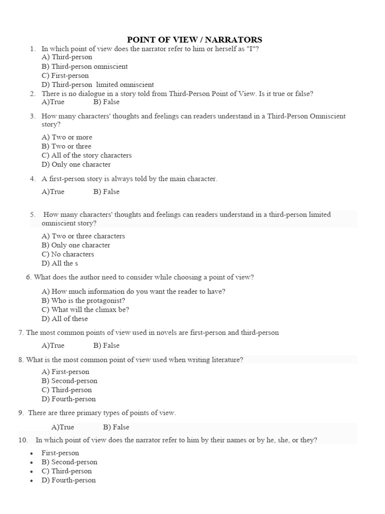 Point of View | Download Free PDF | Narration | Anna Karenina