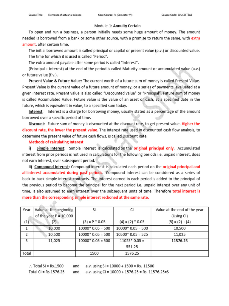 1-Simple Interest and Compound Interest Formula | PDF | Present Value ...