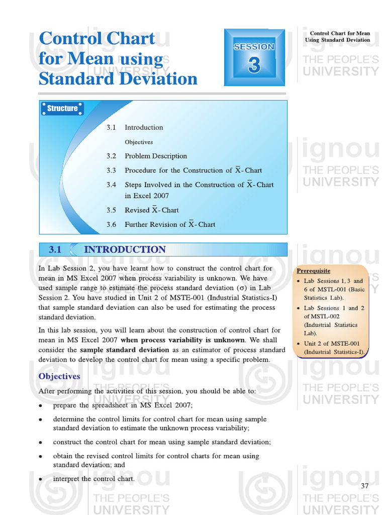 Control Chart For Mean Using Standard Deviation | PDF | Statistical Analysis | Teaching Mathematics