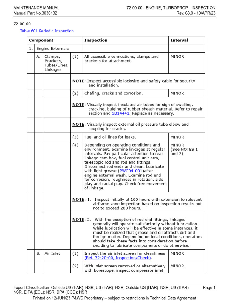 PT6A-67AG Engine Inspection Guide | PDF | Mechanical Engineering