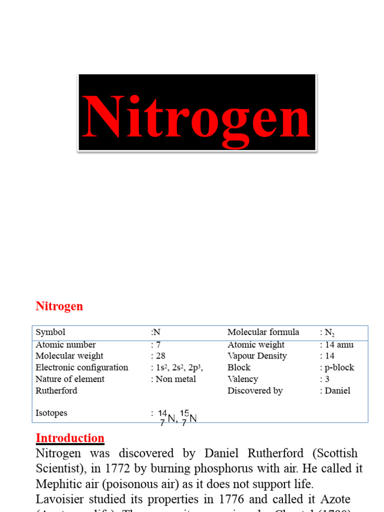 Nitrogen | PDF | Ammonia | Nitrogen
