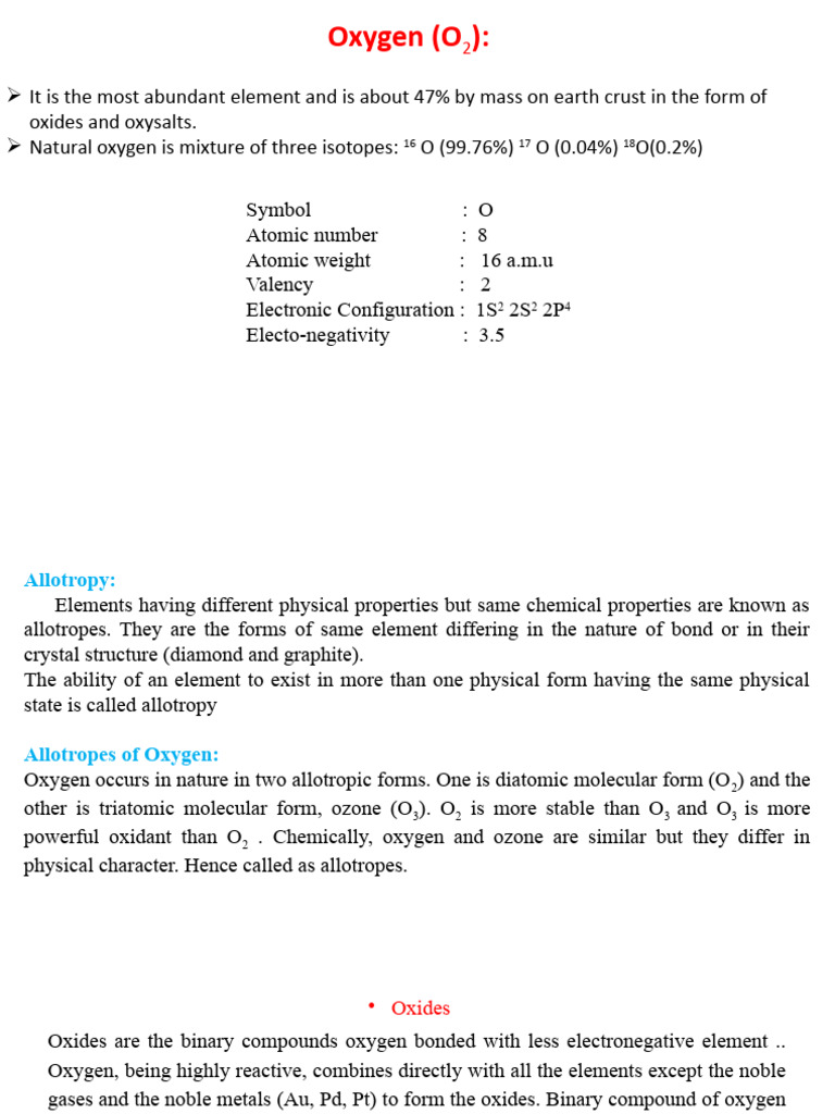 Oxygen | PDF | Chemical Elements | Oxygen