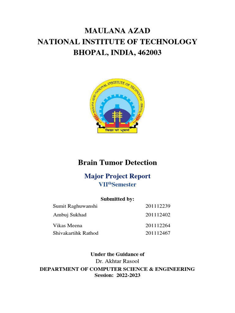 Major Project Report | PDF | Brain Tumor | Medical Imaging