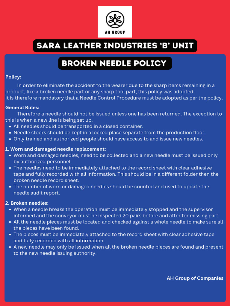 Broken Needle Policy | PDF