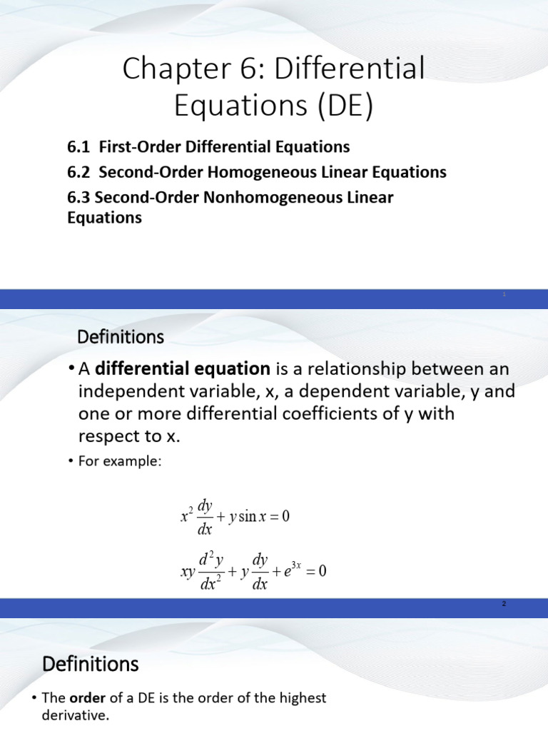 Chapter 6 Differential Equation | PDF | Differential Equations | Equations