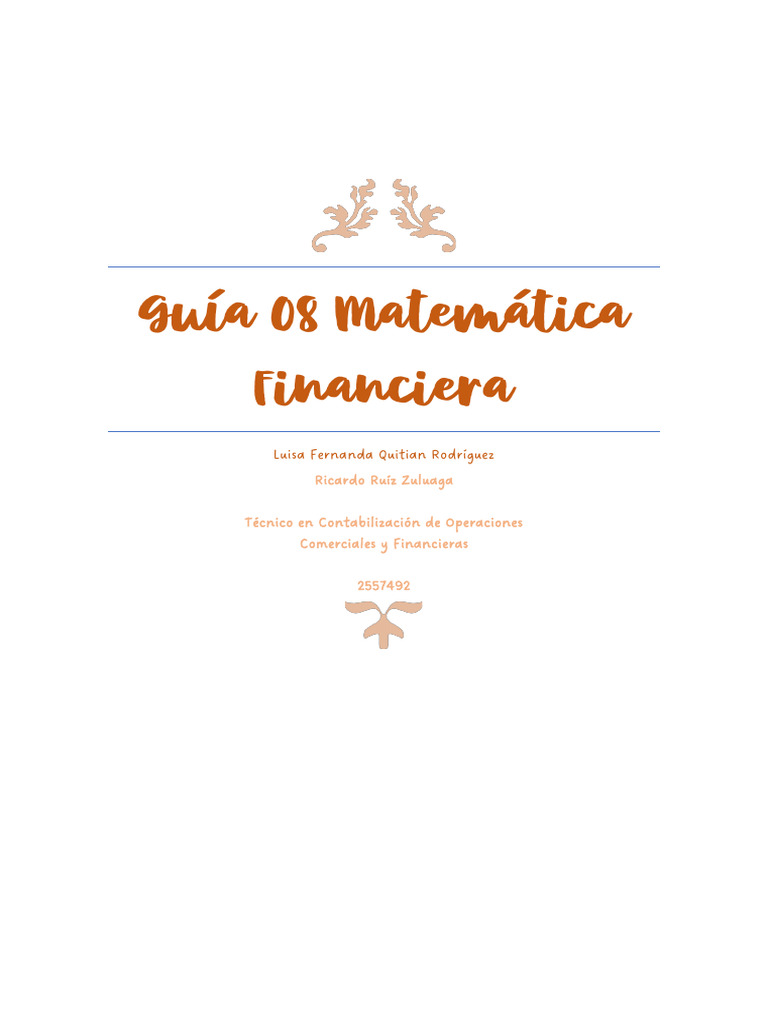 Guía Matemática Financiera | PDF | Interés | Bancos