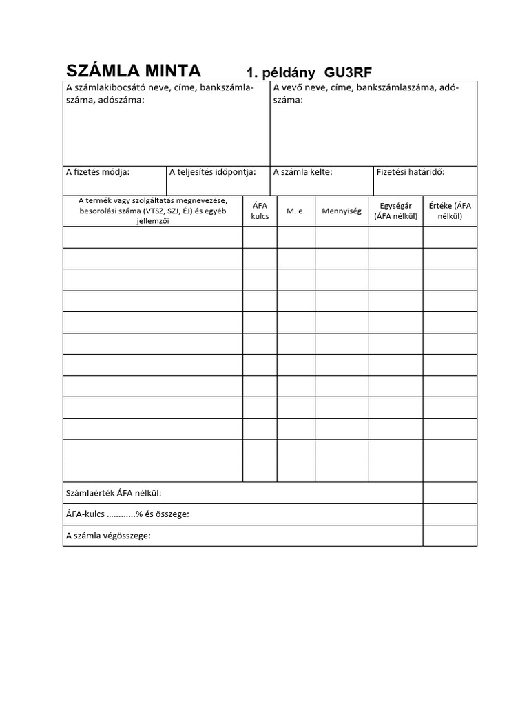 Számla Minta | PDF