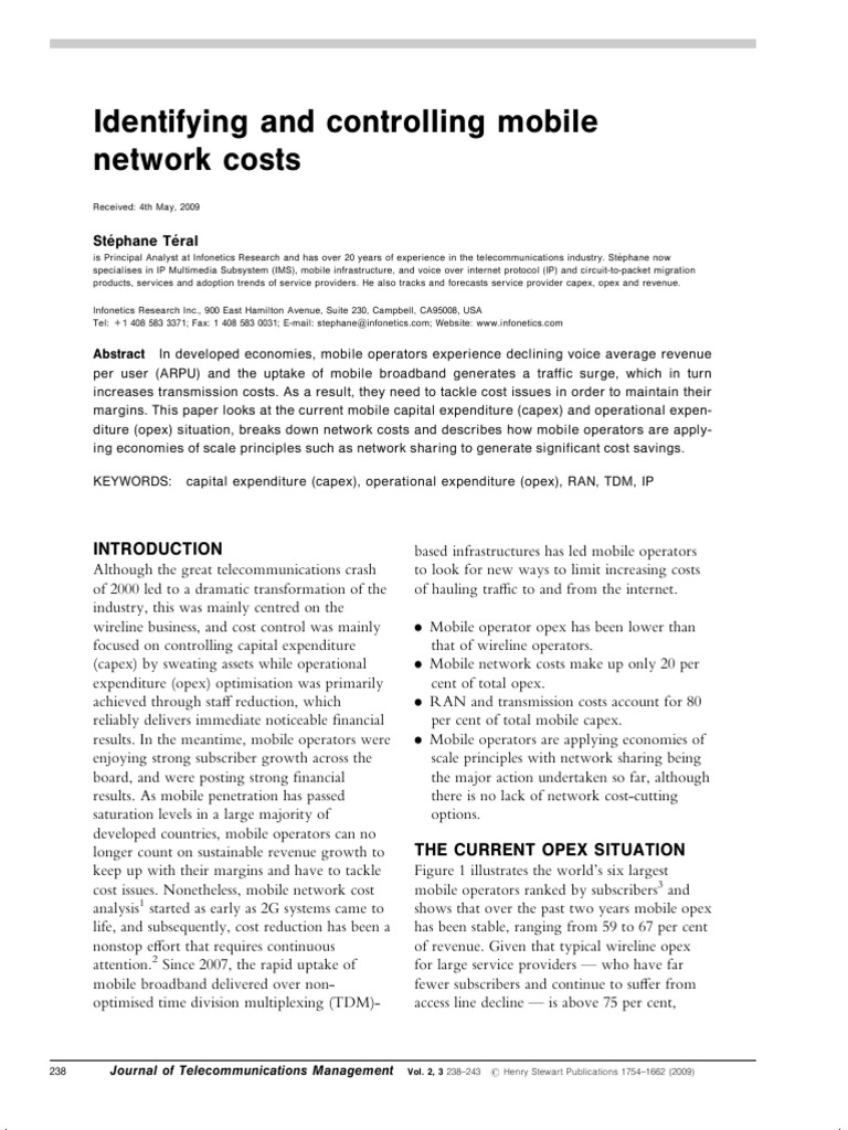 Identifying and Controlling Mobile Network Costs | PDF | 3 G | Lte ...