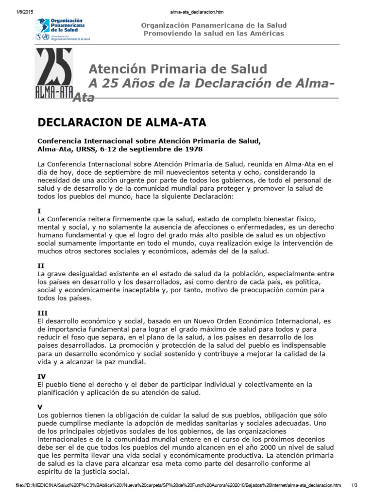 Declaración de Alma Ata | PDF