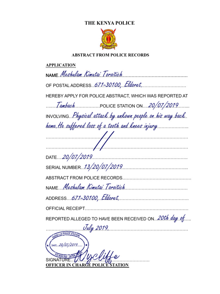 Police Abstract Report | PDF | Emotions | Abnormal Psychology