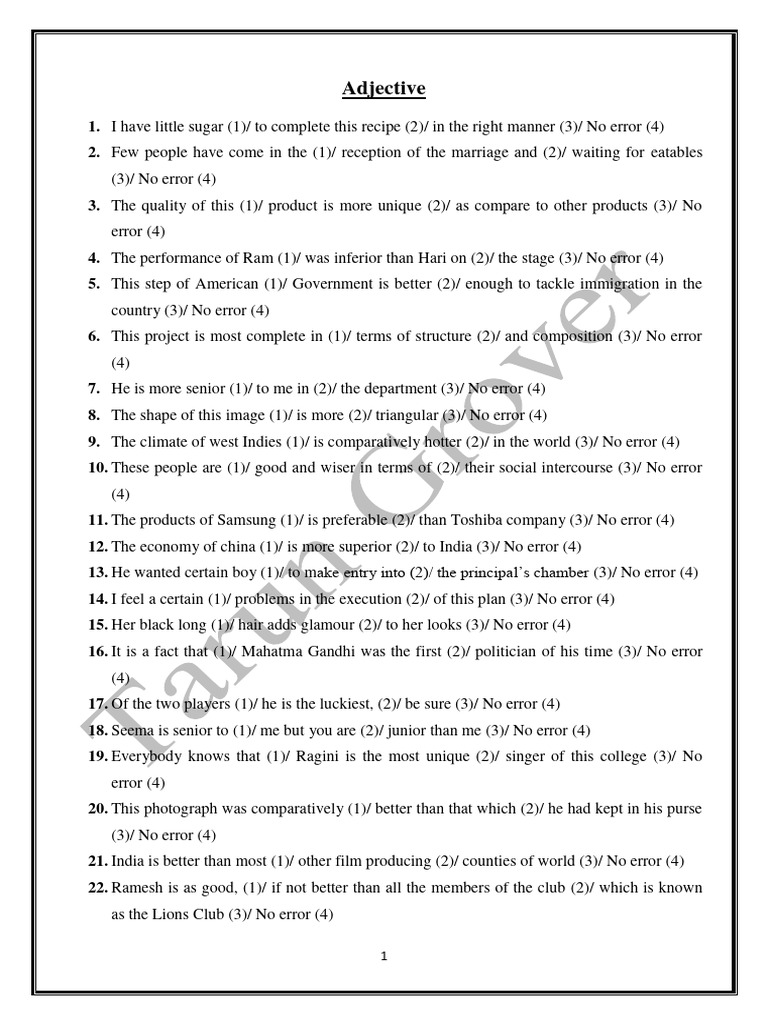 Adjective | PDF | Syntax | Linguistic Morphology