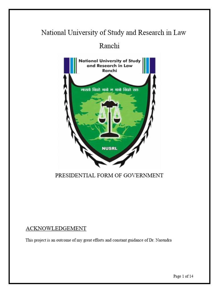 Presidential Form of Government (Pol. SC.) - Nikhil Prasad Singh, 1242 ...