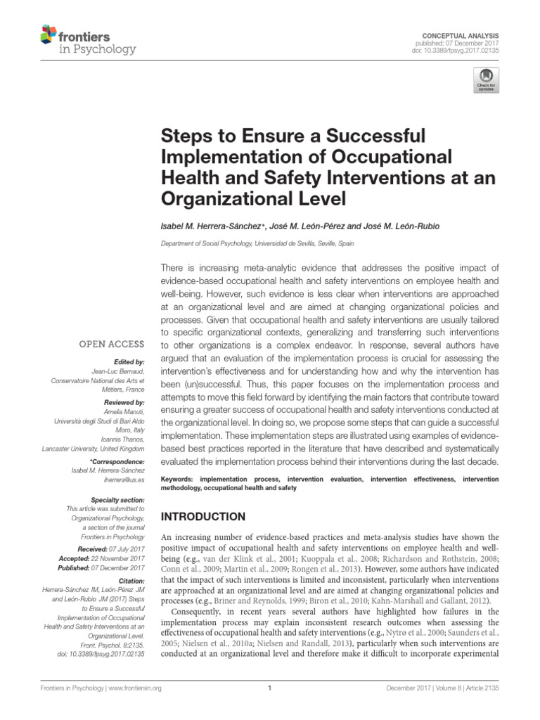 Steps To Ensure A Successful Implementation of Occ | PDF | Evaluation | Risk