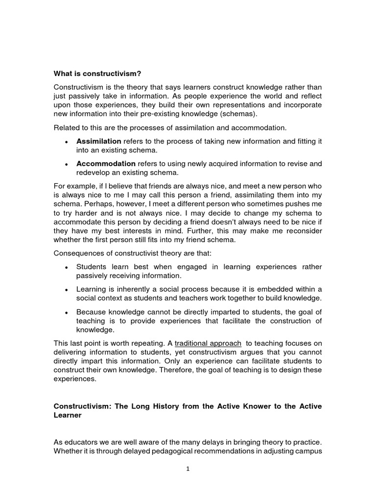 What Is Constructivism | PDF | Constructivism (Philosophy Of Education) | Learning