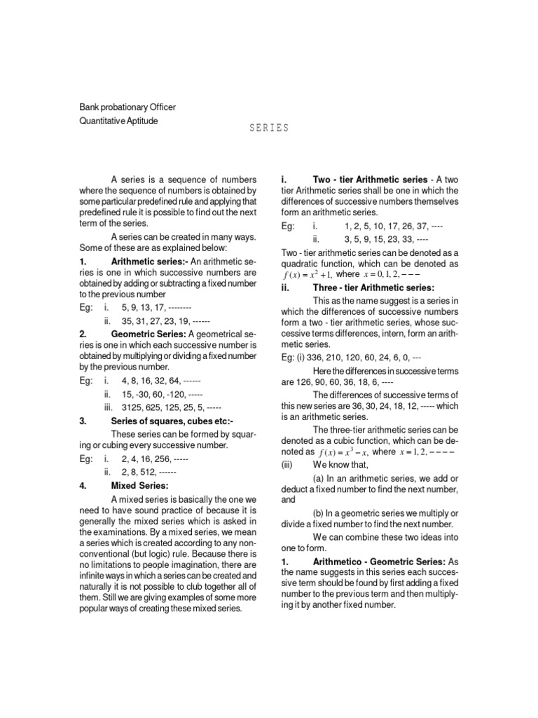 Series Imp | Download Free PDF | Arithmetic | Mathematics