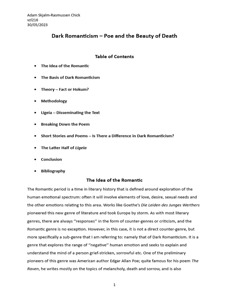 Dark Romanticism Poe and The Beauty of Death | PDF | Romanticism | Poetry