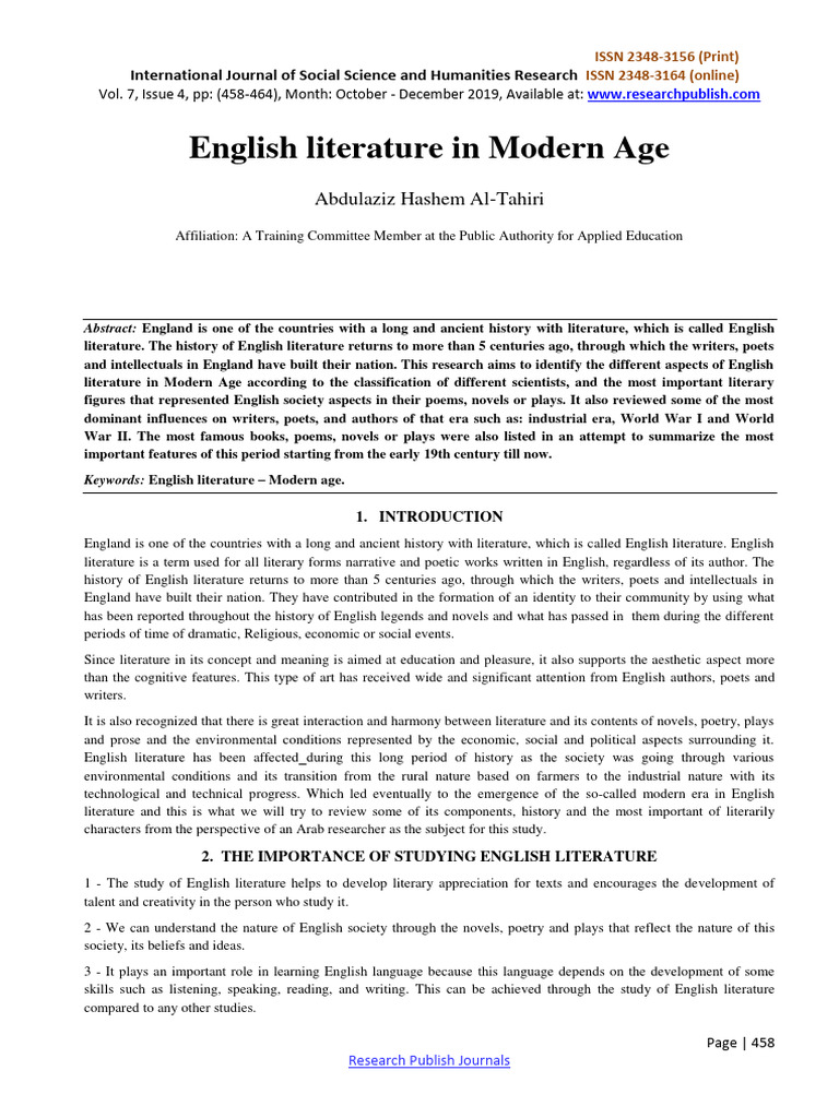 English Literature in Modern Age-8122 | PDF | English Literature | Novels