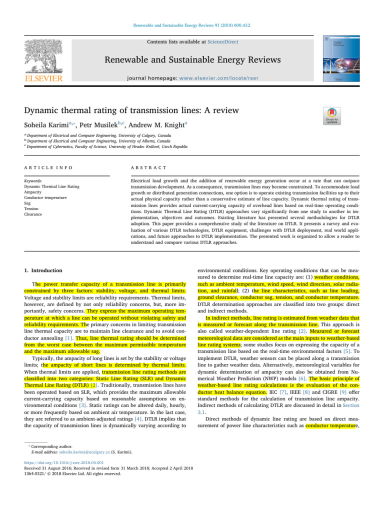 Review, 2019, Dynamic Thermal Rating of Transmission Lines A Review ...