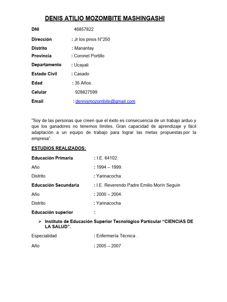 CV - DeNIS Mozombite-1 | PDF