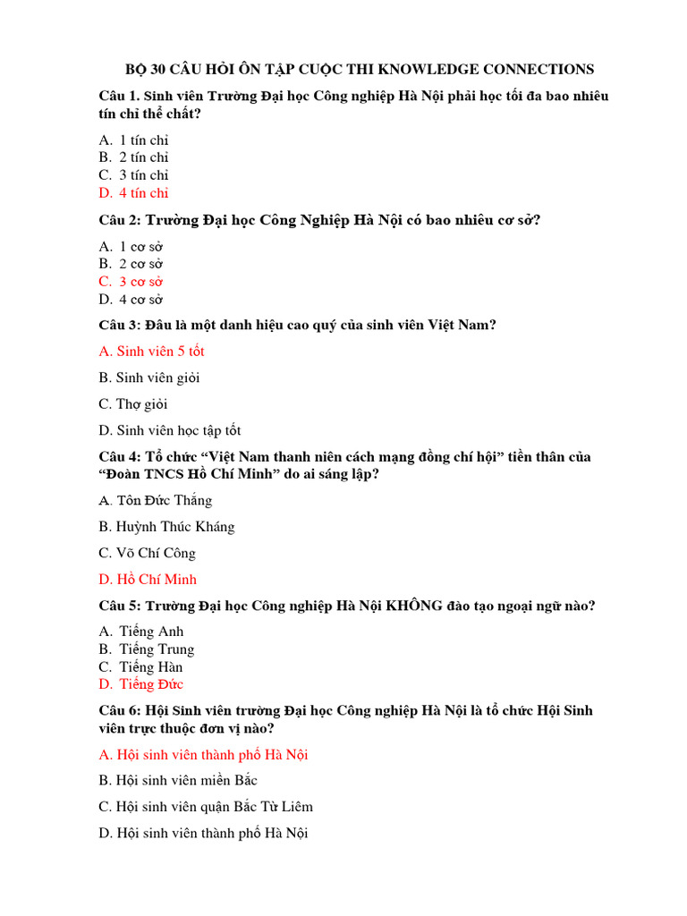 30 Questions For Knowledge Connections | PDF